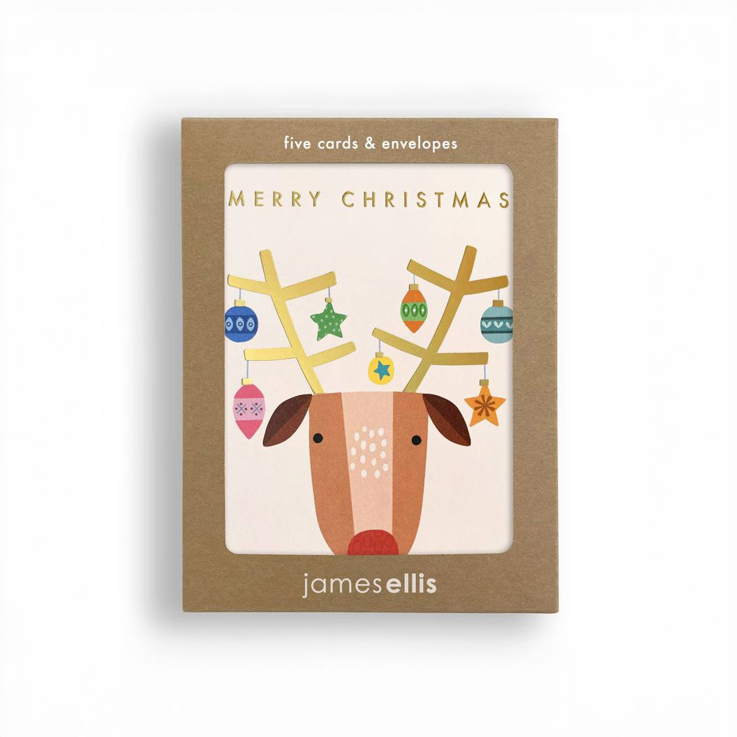 Christmas Mini Card | Reindeer Pack of 5 – Deluxe Greytown NZ